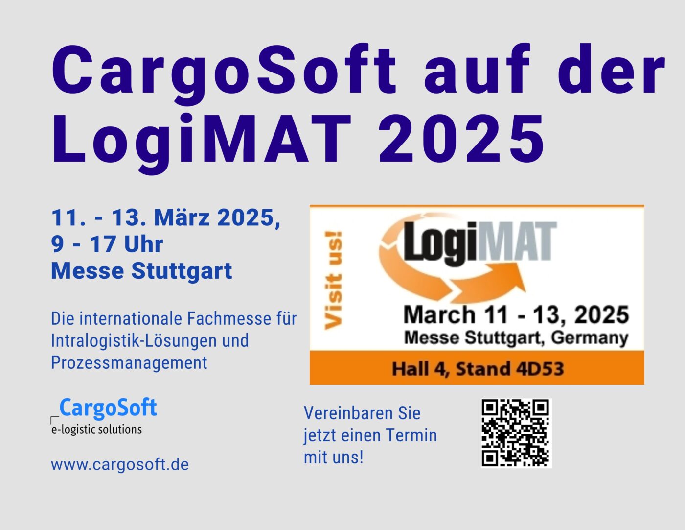 Messe LogiMAT Stuttgart Vom 11.-13. März 2025 • CargoSoft